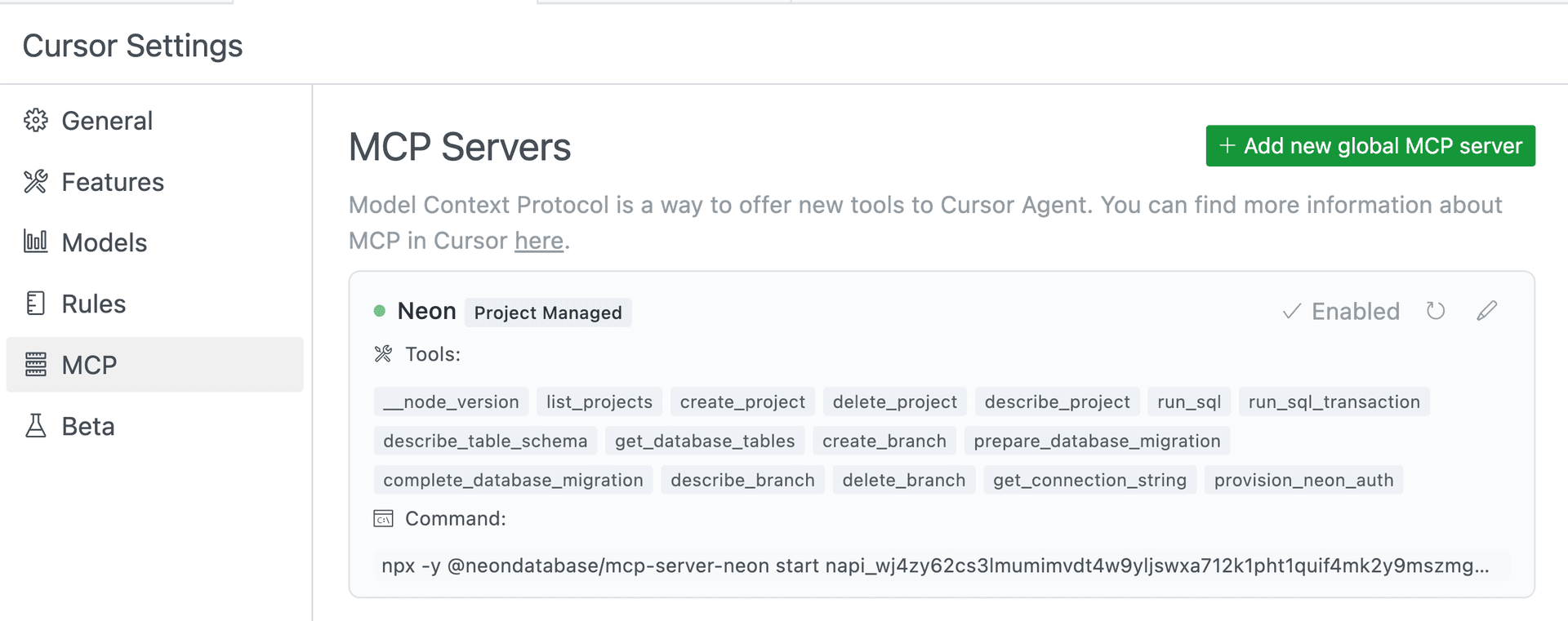 Get Started With Cursor And Neon Postgres Mcp Server Neon Guides