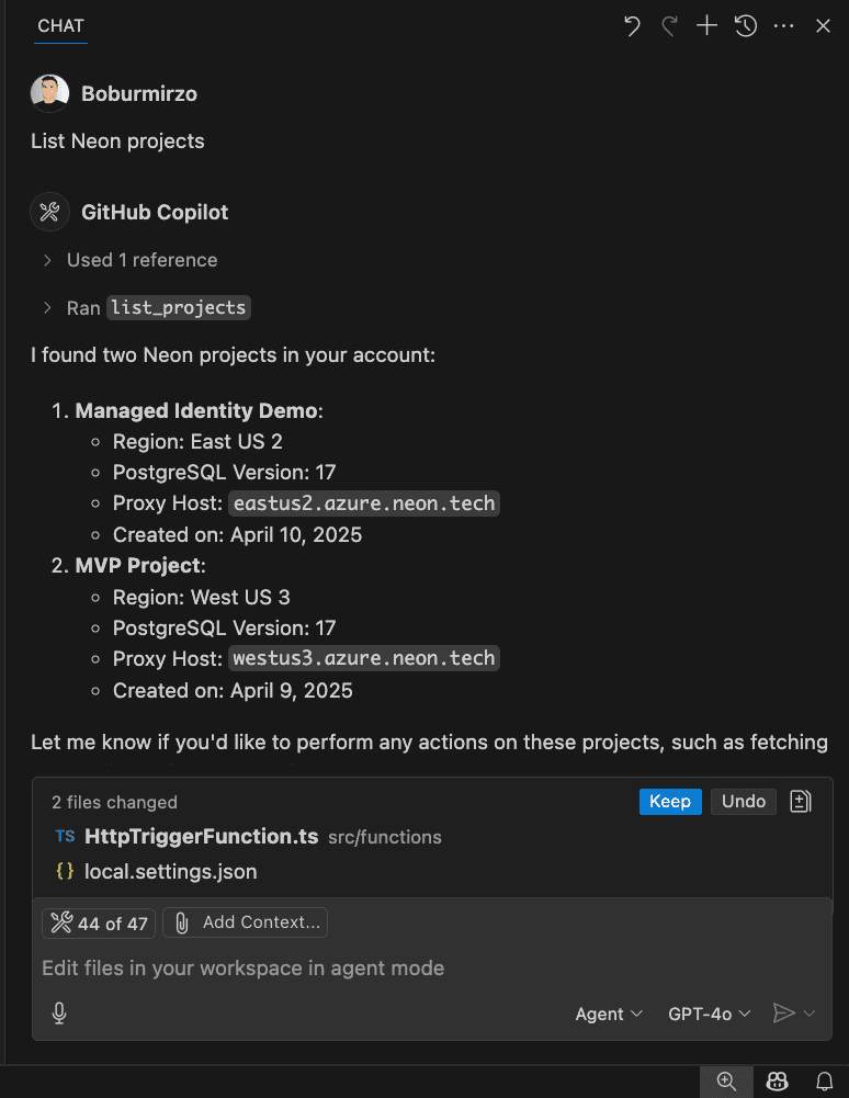 How To Use Neon Mcp Server With Github Copilot In Vs Code Neon Guides